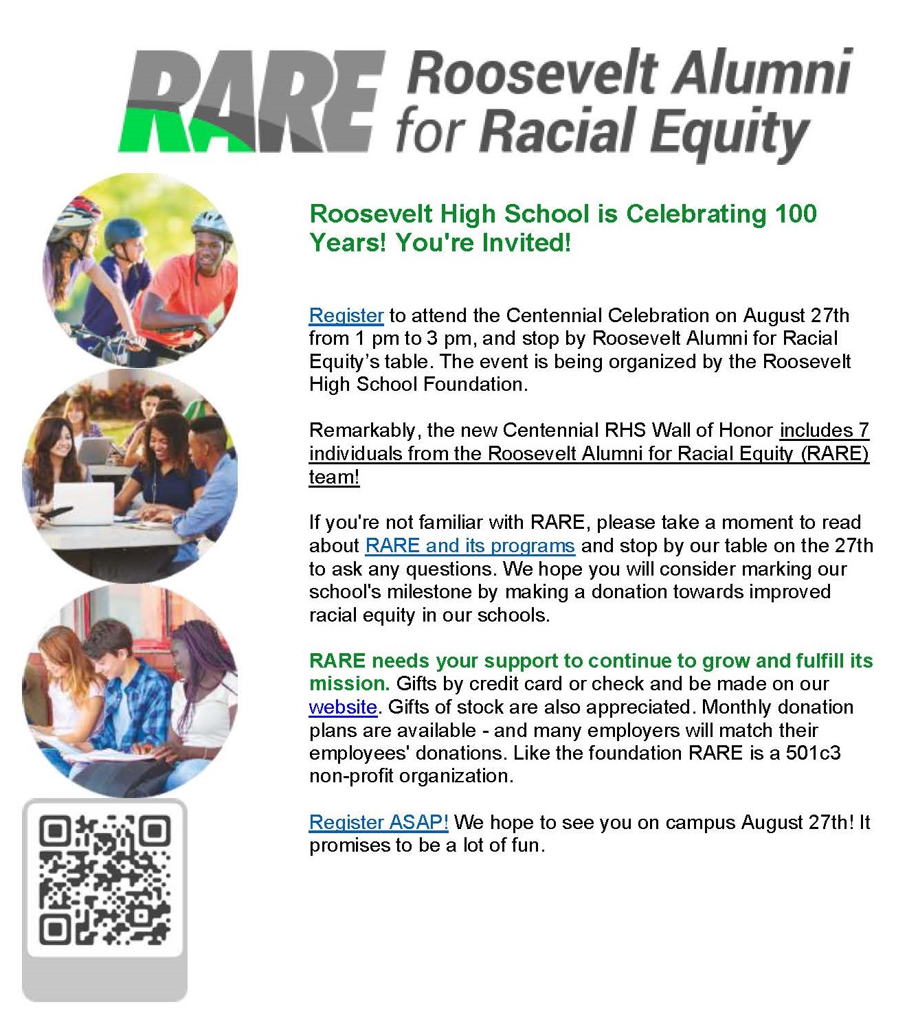 Roosevelt High School is Celebrating 100 Years! You’re Invited ...